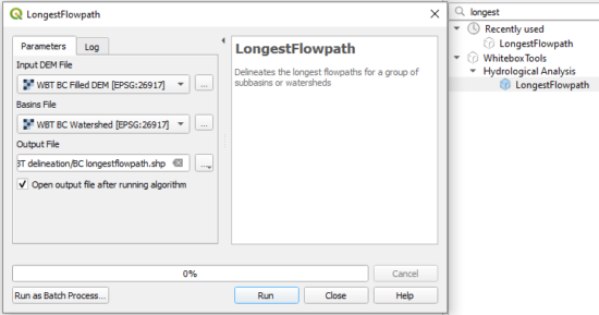 Calculate Longest Flow Path Using Whitebox Tools (WBT) Plugin in QGIS ...