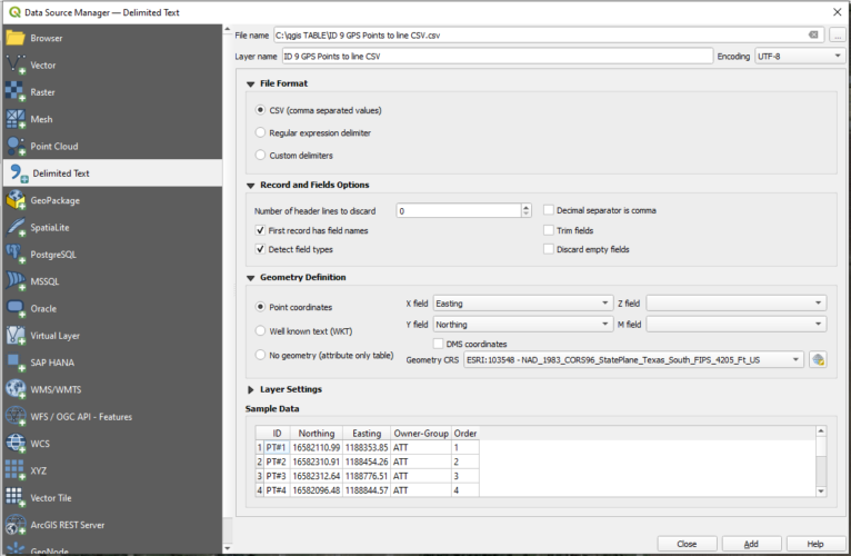 Import Points In Csv Format To Qgis To Create Line And Polygon Shapefiles Rashmscom