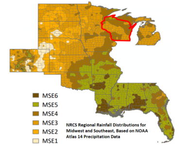 NRCS Rainfall Distributions Based on NOAA Atlas 14 Precipitation Depth ...