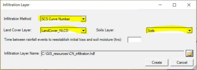 Create A Curve Number Raster File From Infiltration Layer In Ras Mapper